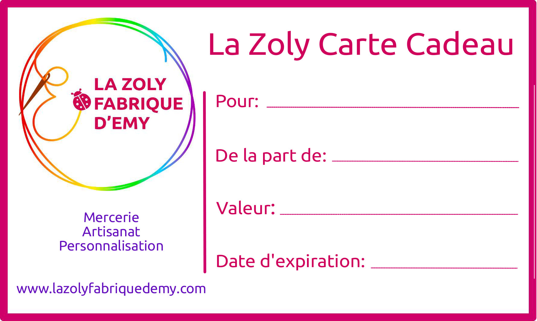 Les Zoly Cartes Cadeaux – La Zoly Fabrique d'Emy